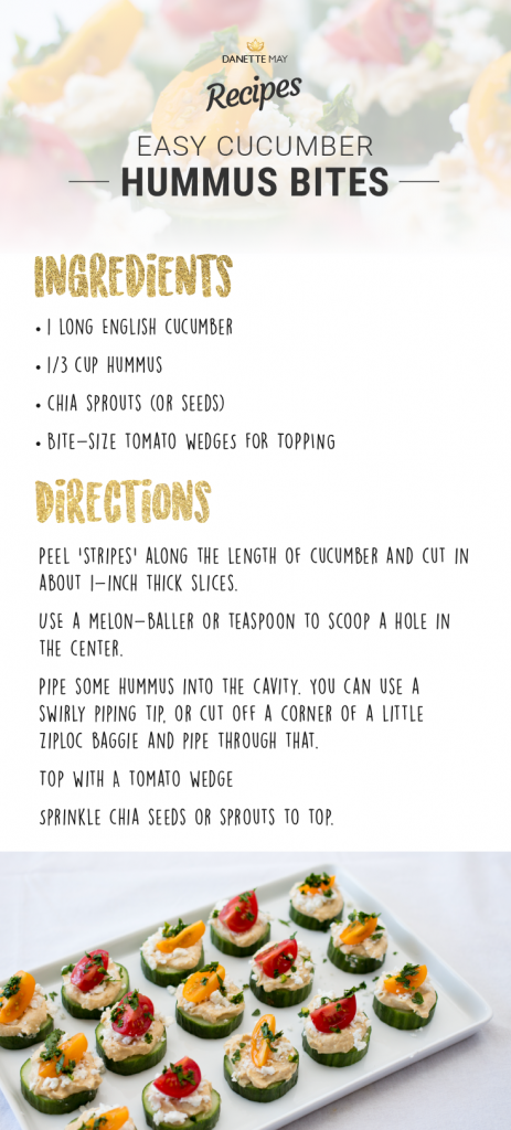 Easy Cucumber Hummus Bites | Danette May